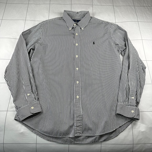 Ralph Lauren | Shirts | Ralph Lauren Shirt Mens Xl Black White Stripe Button Down Long Sleeve ...